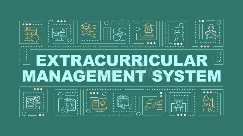 2D Extracurricular Management System Text with Line Icons Stock Vector ...