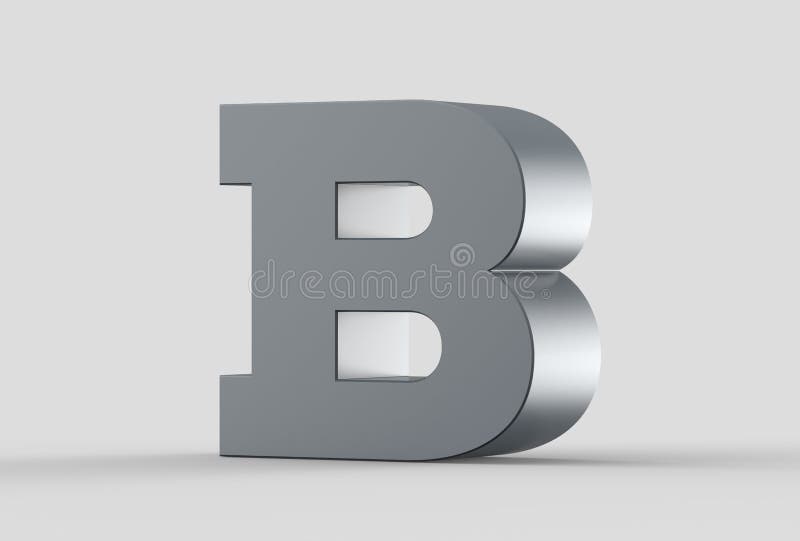 3D Extruded Uppercase Letter B Isolated on Soft Gray Background. Stock ...