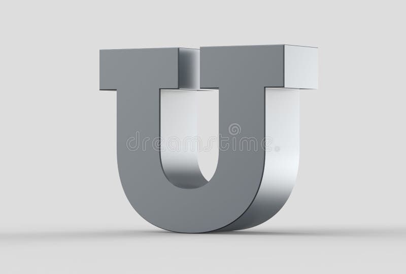 3D Extruded Uppercase Letter U Isolated on Soft Gray Background. Stock ...