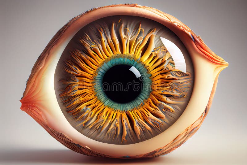 3D Eye Model with Realistic Anatomy - Generative AI Stock Illustration ...