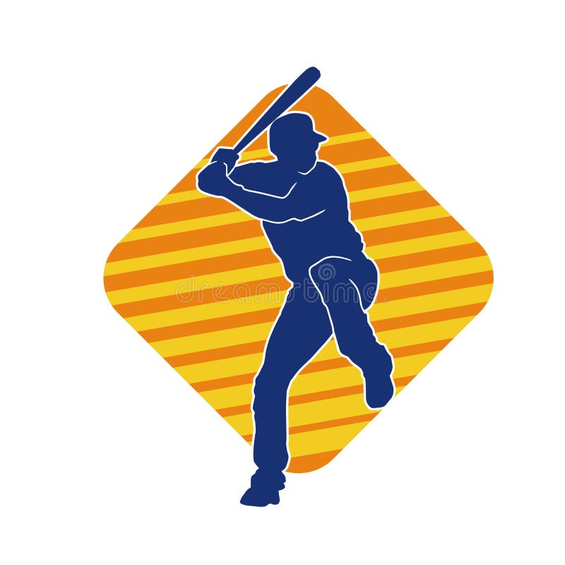 Silhouette of a Male Baseball Batter Player in Action Pose. Stock ...