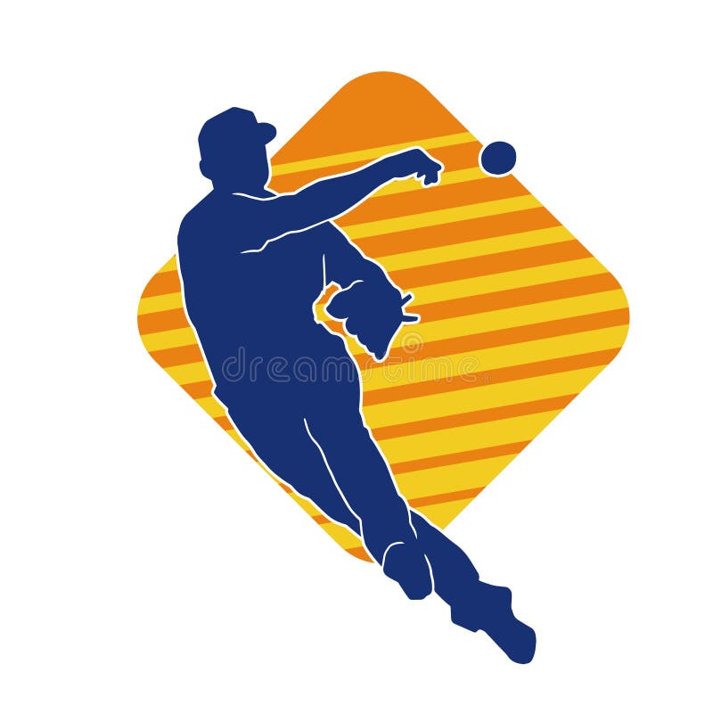 Silhouette of Male Baseball Pitcher in Action Pose. Stock Vector ...