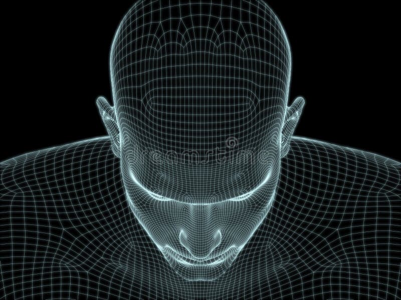 3D Face Mesh stock illustration. Illustration of face - 196086027