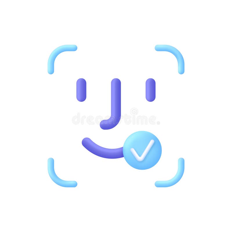 3D Face Recognition Illustration with Check. Concept of Facial ...