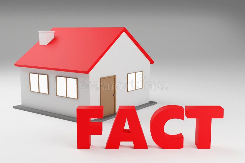 3d Fact Standing Near Tiny House on Grey Background, 3d Render, Sign ...