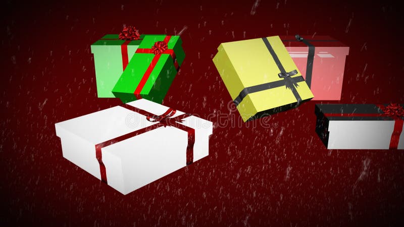 Christmas Presents Bouncing Around Tree in Winter Setting Stock Video ...