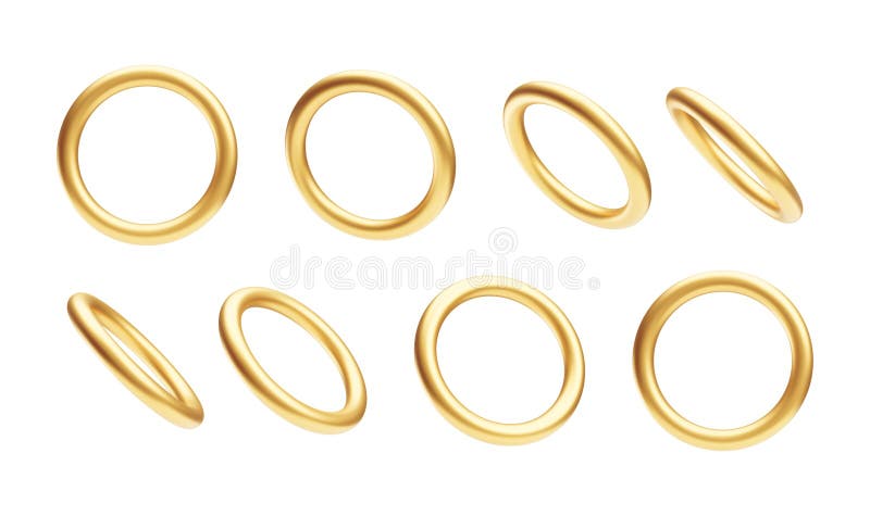 3d Falling Golden Rings, Shiny Jewelry Accessories Set. Stock Vector ...