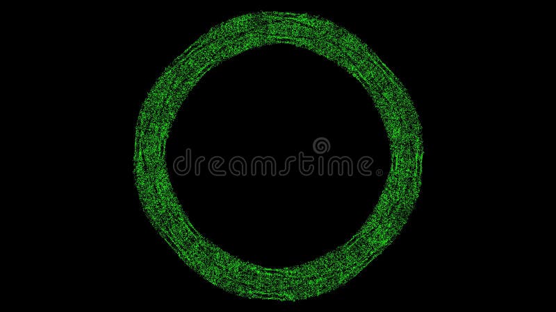 3D Fantastic Ring on Black Background. Object Dissolved Green ...