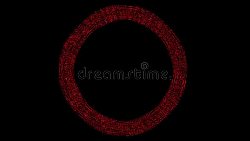 3D Fantastic Ring Rotates on Black Background. Object Dissolved Red ...