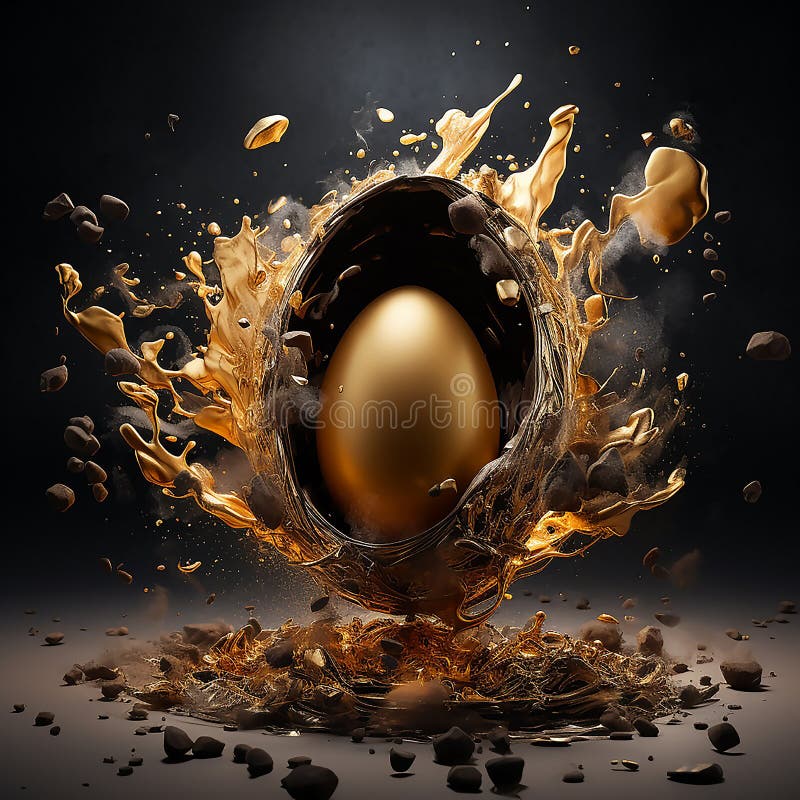 3d fantasy dark golden egg stock photo. Image of font - 289134126