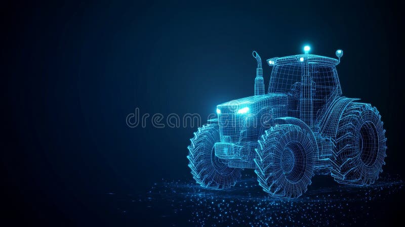 Wireframe Tractor Blue Digital Concept Stock Photos - Free & Royalty ...