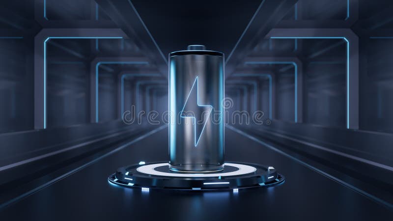 3D Fast Charge Battery with Technology Background, 3d Rendering Stock ...