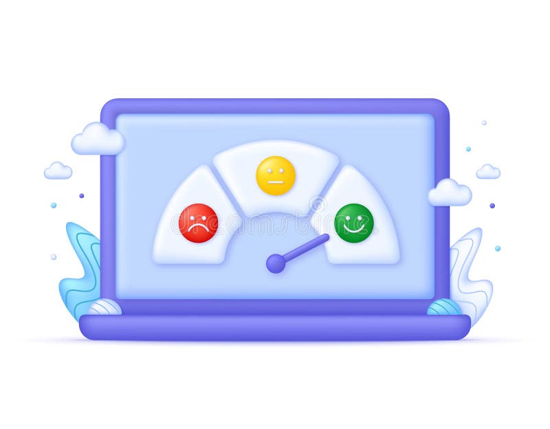 3D Feedback Emotion Scale on Computer. Reviews with Good and Bad Rating ...