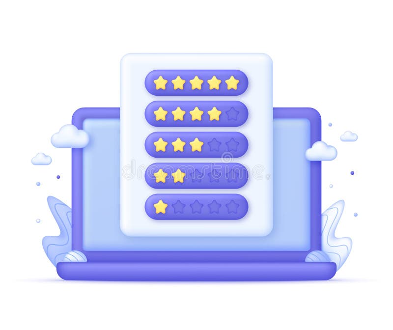 3D Feedback Emotion Scale on Computer. Reviews with Good and Bad Rating ...