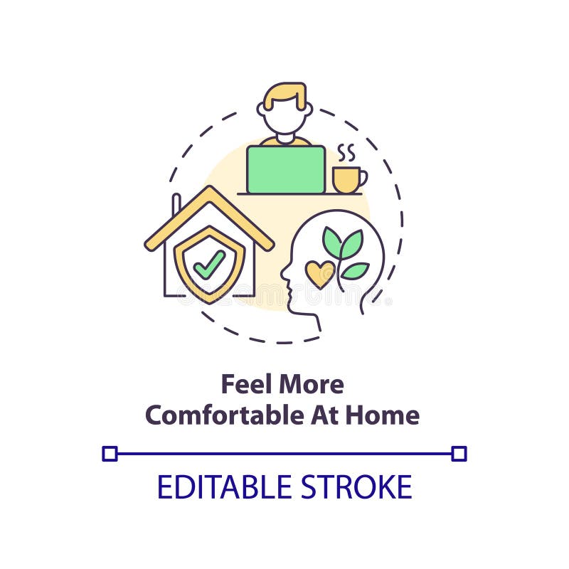 2D Feel More Comfortable at Home Linear Icon Concept Stock Vector ...