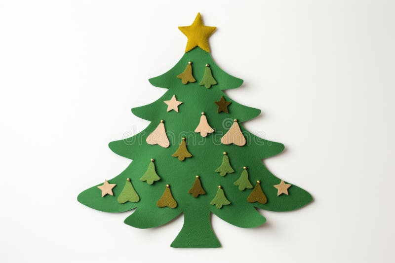 2d Felt Christmas Tree Decorated Isolated White Background . Generative ...