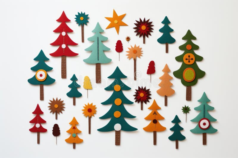 2d Felt Christmas Tree Decorated Isolated White Background . Generative ...