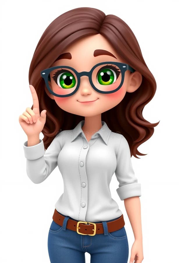 3D Female Teacher Pointing Upwards, on a Light Blue Background Stock ...