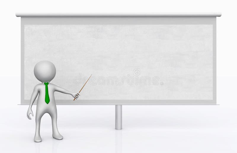 3D Figure in Front of a Projection Screen Stock Illustration ...