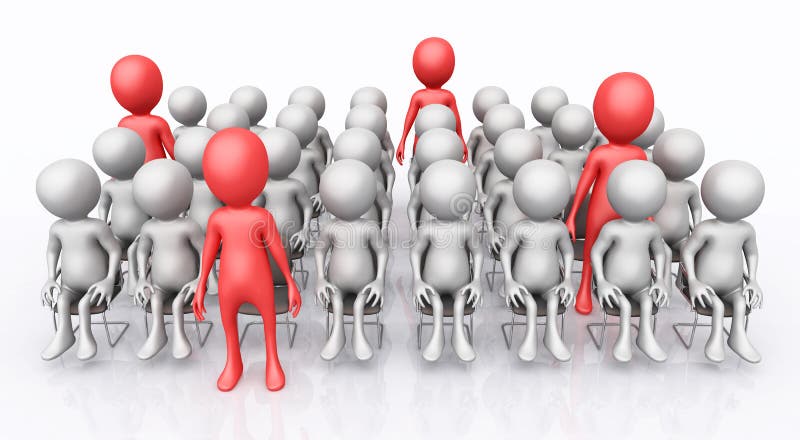 3D Figures Standing Up in a Group of 3D Figures Stock Illustration ...