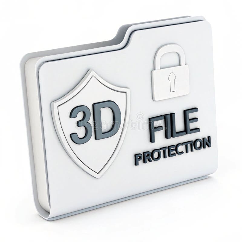 3D File Protection Isolated on White Background Stock Illustration ...