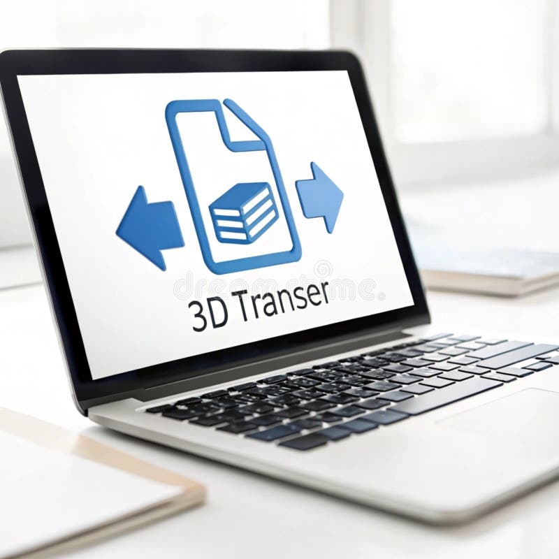 3D File Transfer Isolated on Transparent Background Stock Illustration ...