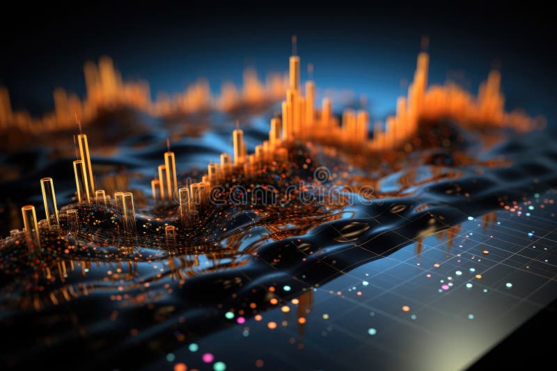 3d Financial Analysis Line Chart Design. Futuristic and Technological ...