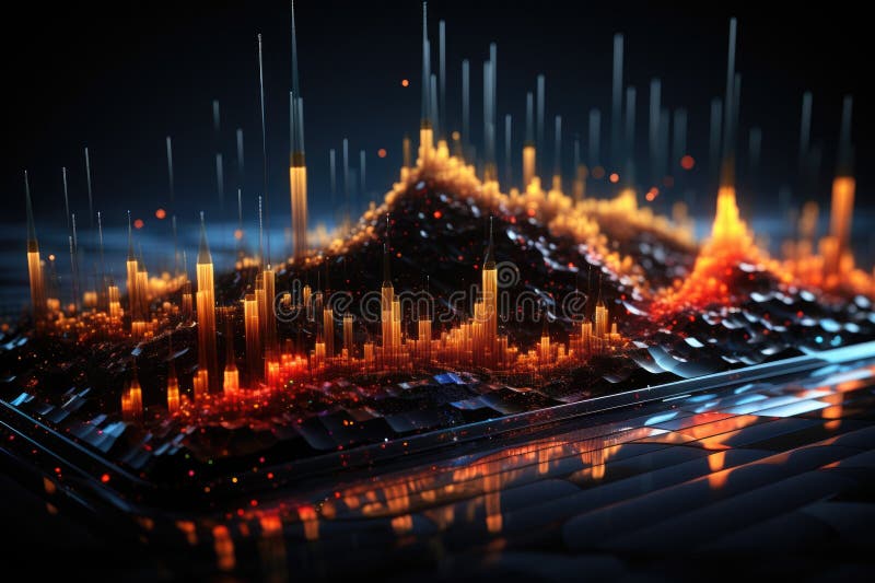 3d Financial Analysis Line Chart Design. Futuristic and Technological ...