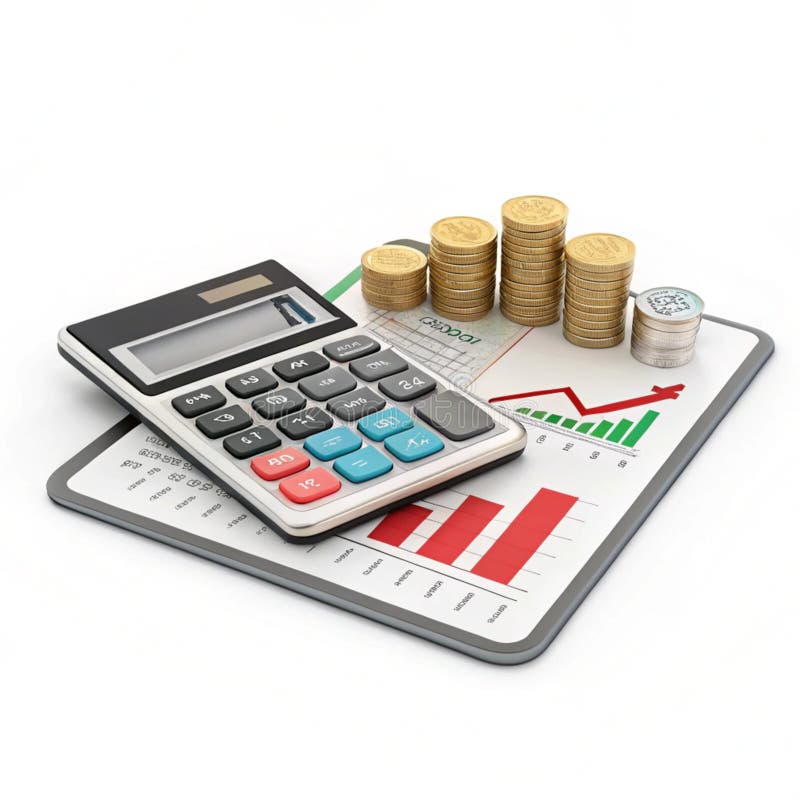 3D Financial Calculation Icon on White Background Stock Illustration ...