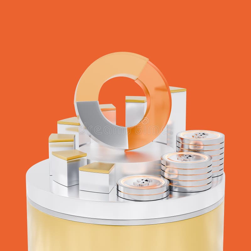 A 3D Financial Concept Icon Featuring a Translucent Circle Graph and ...
