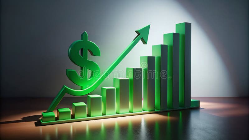 3D Financial Graph Illustrates Declining Costs and Currency ...