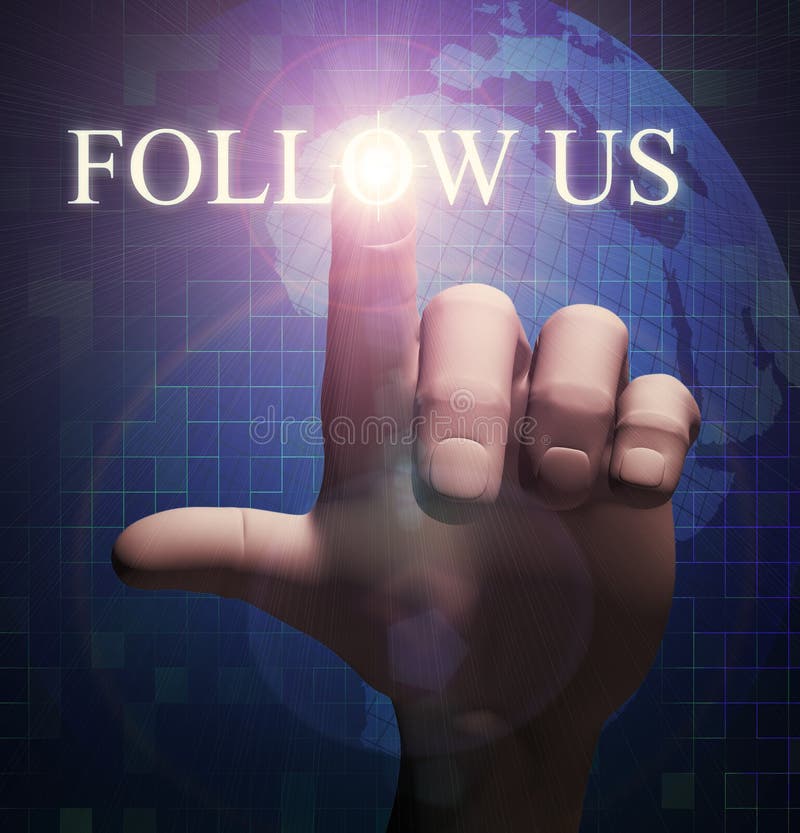 3d Finger Touching Follow Us Illustration Stock Illustration ...