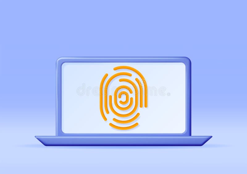 3D Fingerprint on Computer Isolated Stock Vector - Illustration of ...
