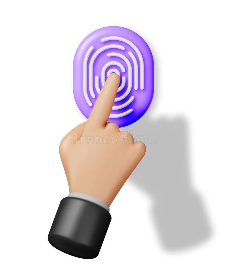 3D Fingerprint Icon and Hand Isolated Stock Vector - Illustration of ...