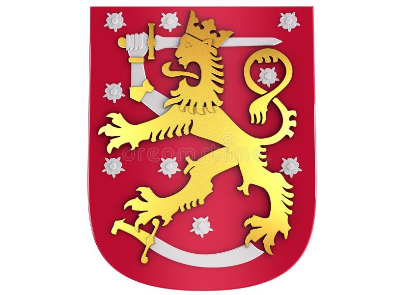 3D Finnish coat of arms stock illustration. Illustration of coat - 34029371