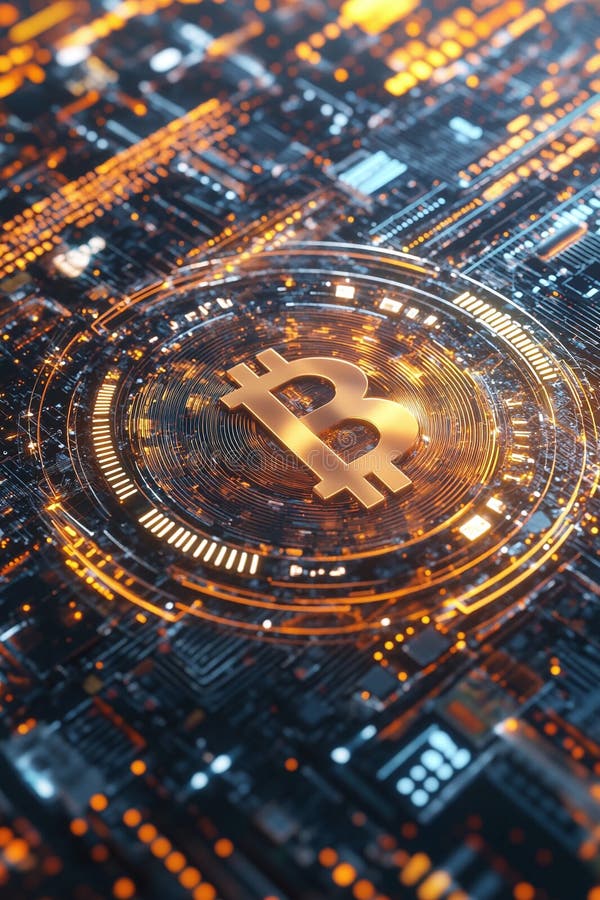 3D Fintech Emblem Surrounded by a Digital Wave Pattern and a Scrolling Data Feed. Stock ...