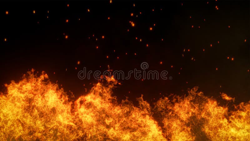 3D Fire and Burning Embers Glowing. Fire Glowing Particles on Black ...