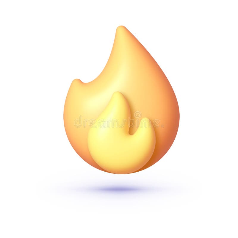 3d Fire in Cartoon Style on White Background. Abstract Illustration ...