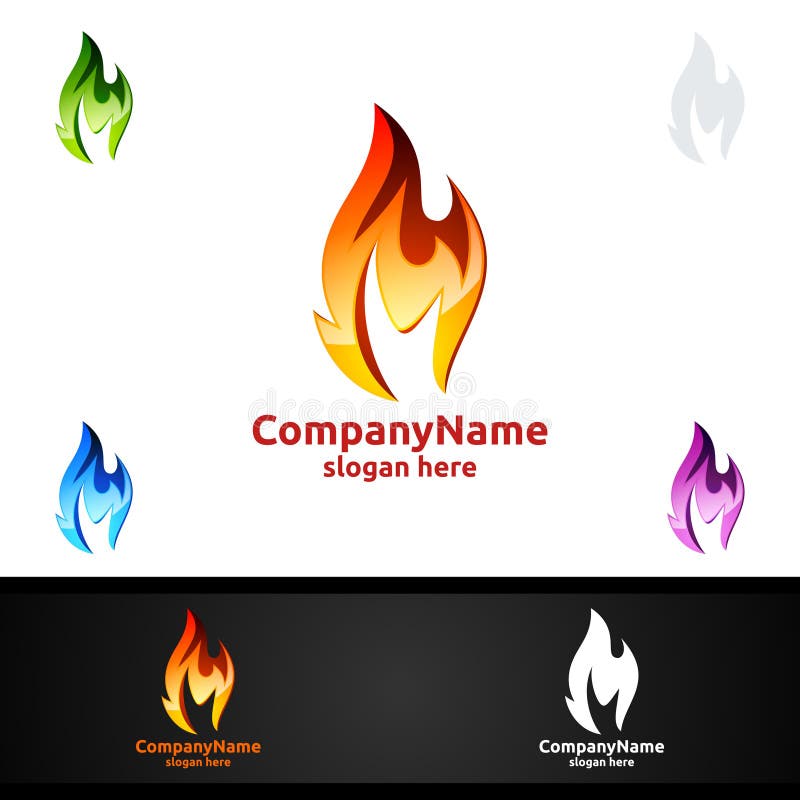 3D Fire Flame Element Logo Design Stock Vector - Illustration of ...