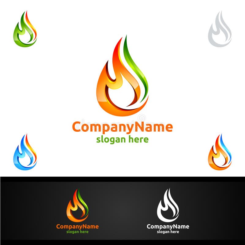 3D Fire Flame Element Logo Design Stock Vector - Illustration of ...