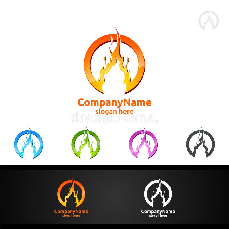 3D Fire Flame Element Logo Design Stock Vector - Illustration of heat ...
