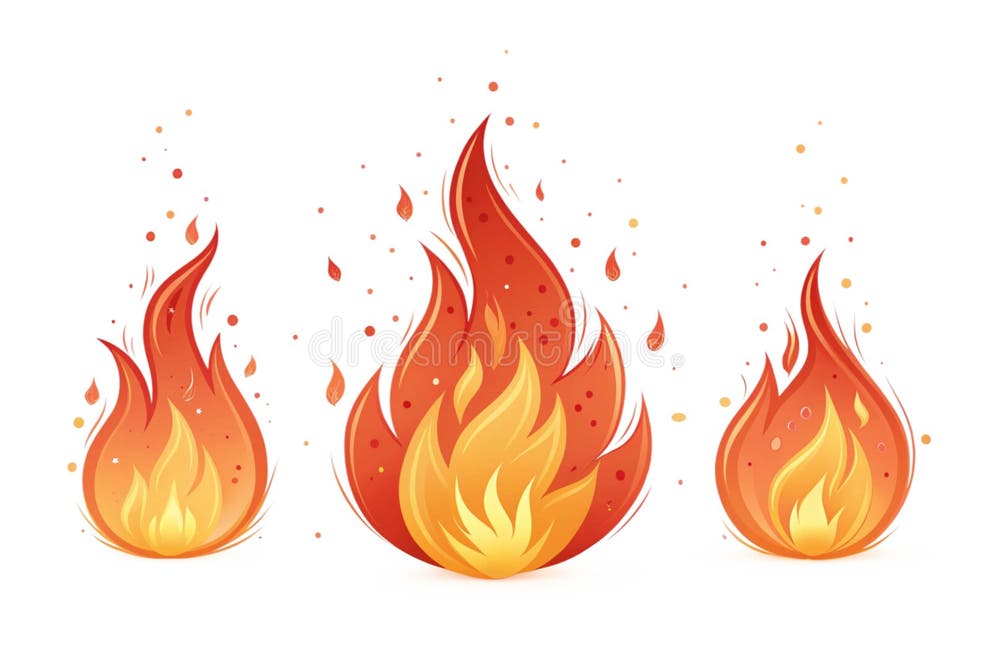 3d Fire Flame Icons Set with Burning Red Hot Spark-generated by Ai ...
