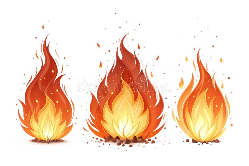 3d Fire Flame Icons Set with Burning Red Hot Spark-generated by Ai ...