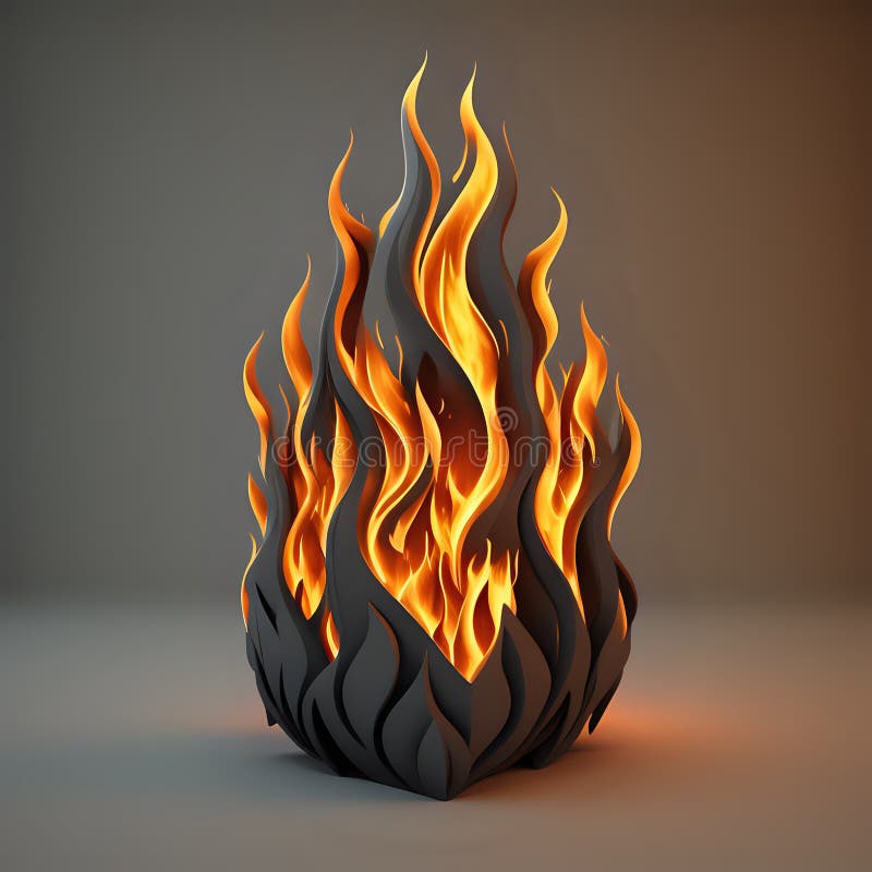 3d Fire with Flames- Generated by Ai Stock Illustration - Illustration ...