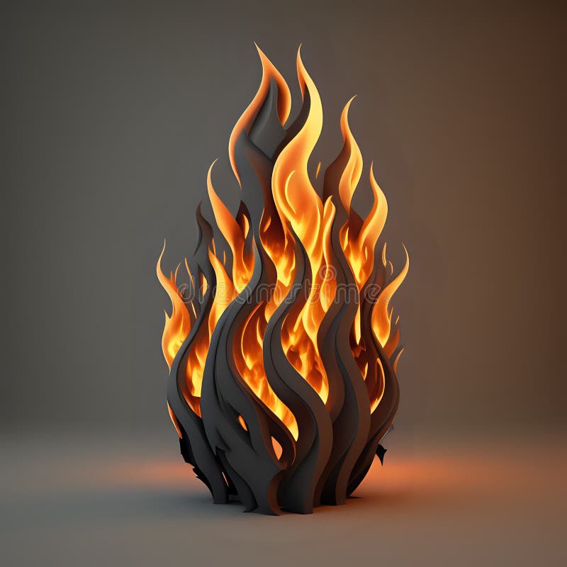 3d Fire with Flames- Generated by Ai Stock Illustration - Illustration ...