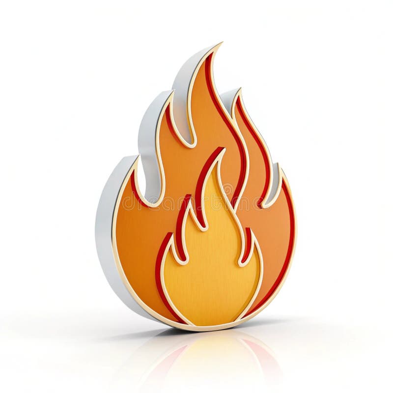 3D Fire Icon Isolated on Transparent Background Stock Illustration ...