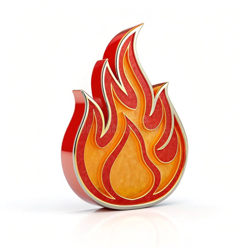 3D Fire Icon Isolated on Transparent Background Stock Illustration ...