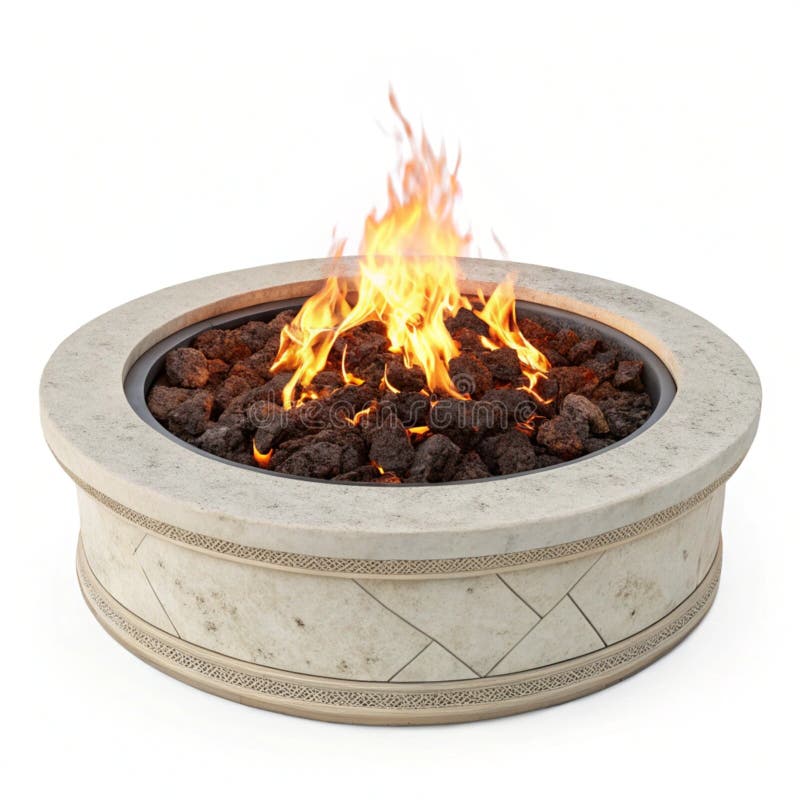 3D Fire Pit on Transparent Background Stock Illustration - Illustration ...