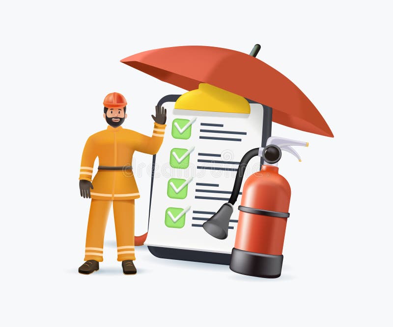 3D Fire Security Concept. Fire Safety Regulations To Prevent Fire and ...