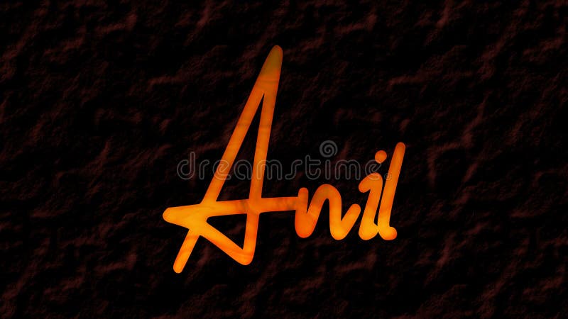 3D Fire Text Effect of Hindi Name Anil on Dark Background. Stock ...